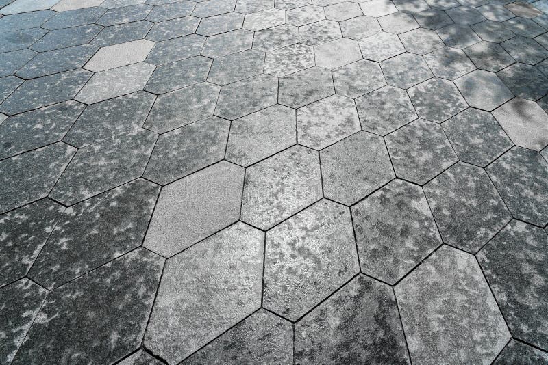 The Texture of Hexagonal Tiled Pavement with Perspective. Stock Image ...