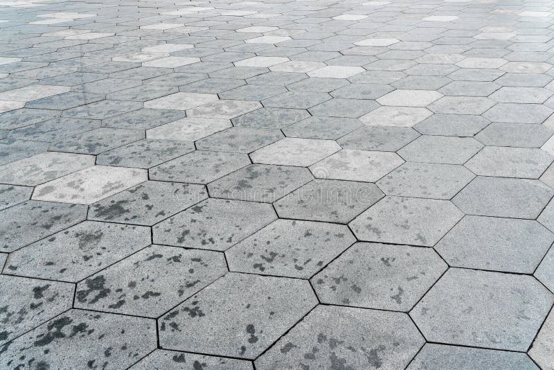 The Texture of Hexagonal Tiled Pavement with Perspective. Stock Photo ...