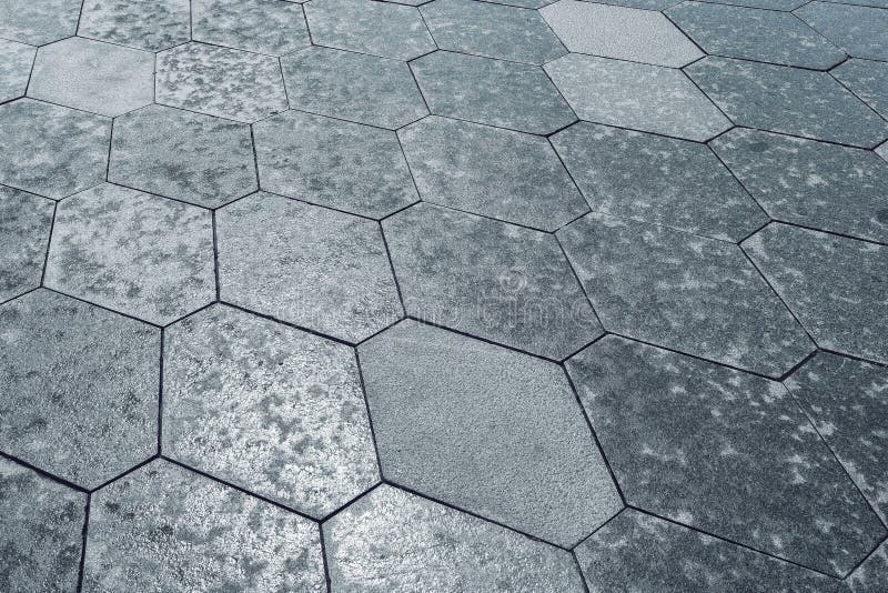 The Texture of Hexagonal Tiled Pavement with Perspective. Stock Photo ...