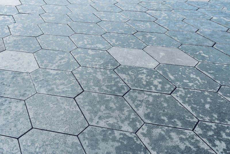 The Texture of Hexagonal Tiled Pavement with Perspective. Stock Photo ...