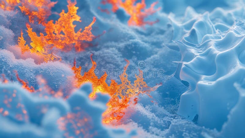 Texture of Ice and Fire Creating a Visual Contrast between Cool Blue ...