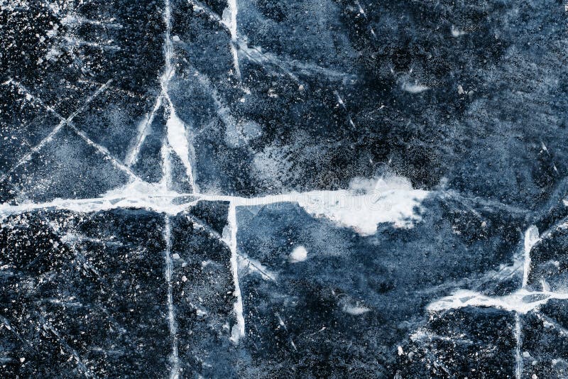 The Texture of the Ice on the River, Lake: a Large White Cracks in the ...