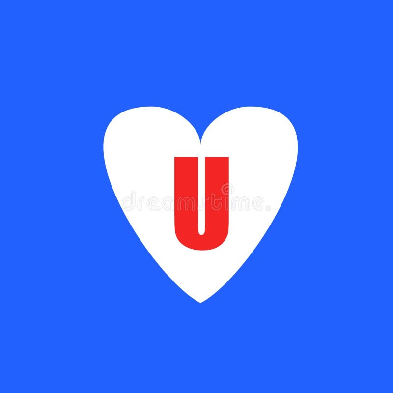 Texture Image of Red U Alphabet on White Heart Stock Illustration ...