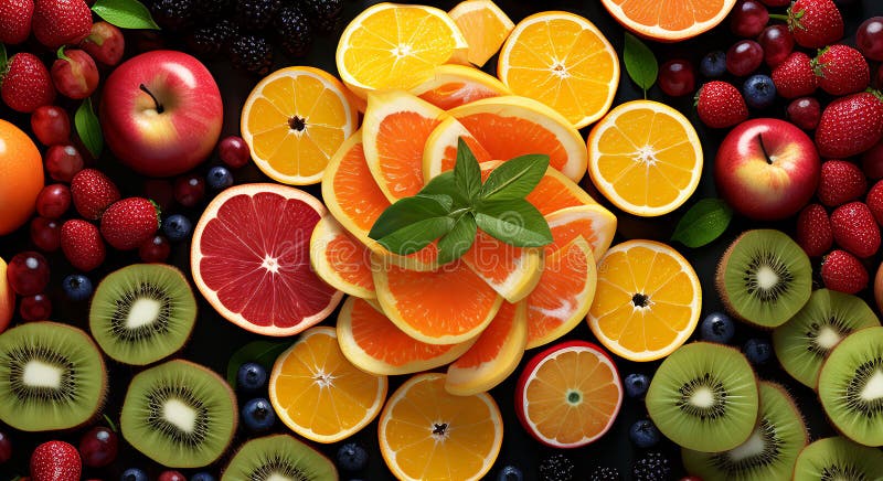 Texture Image of a Set of Pieces of Fruit and Berries,Generated by AI ...