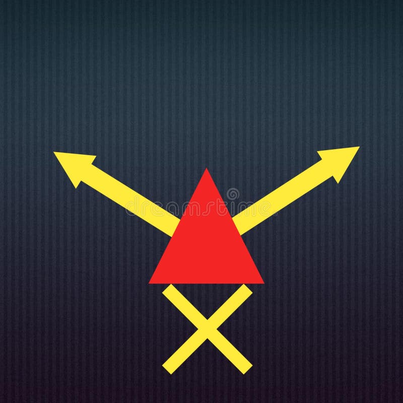 Texture Image of Two Yellow Arrows with Red Triangle and Yellow Cross ...