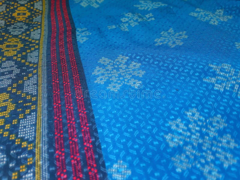 Texture of Indonesian Traditional Clothes in Blue Stock Photo - Image ...