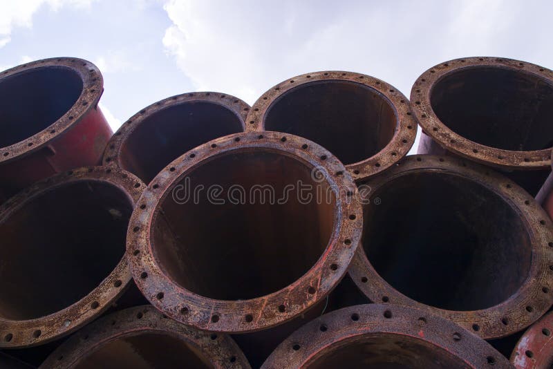 A Texture Industrial Background of Rusty Iron Pipes Stack Stock Image ...
