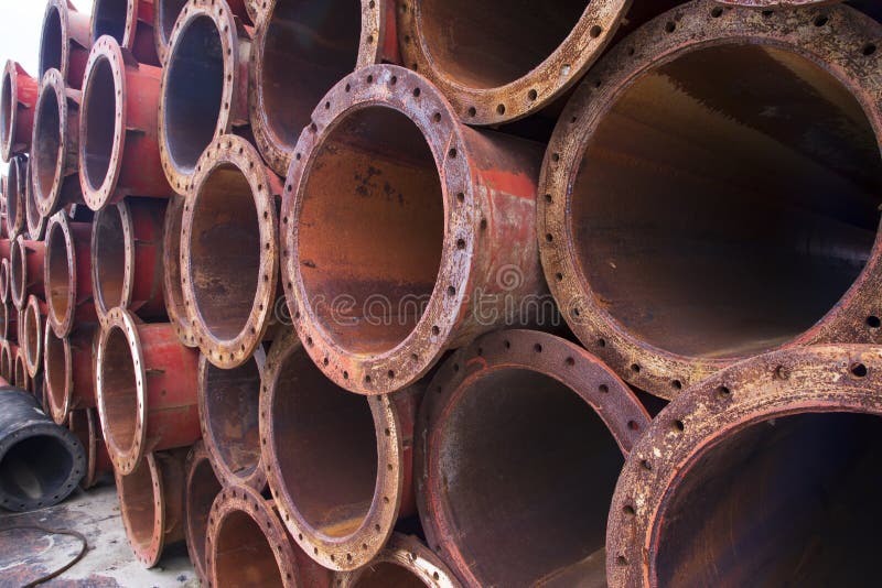 A Texture Industrial Background of Rusty Iron Pipes Stack Stock Image ...