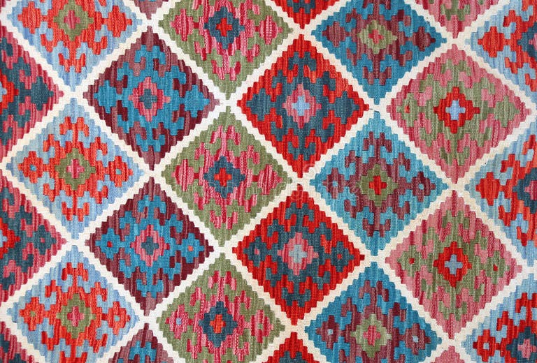 Texture of Iranian Traditional Handmade Wool Carpet with Geometric ...