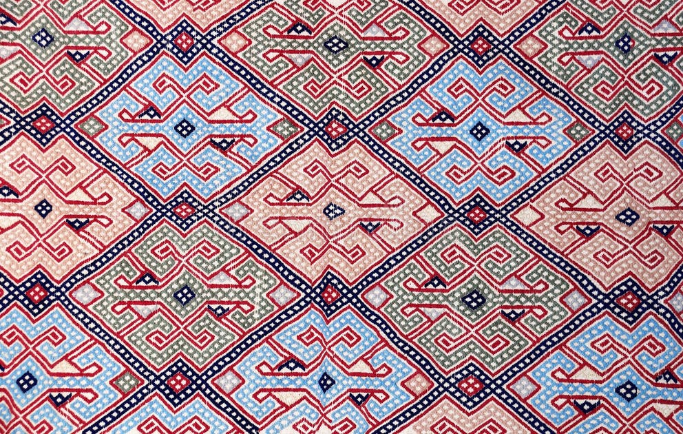 Texture of Iranian Traditional Handmade Wool Carpet with Geometric ...