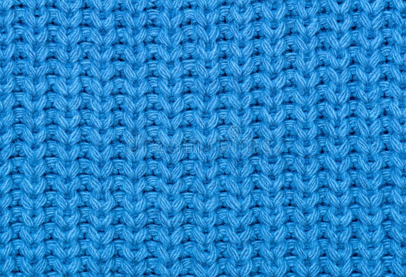 The Texture of the Knitted Fabric in Blue. Abstract Background. Close ...