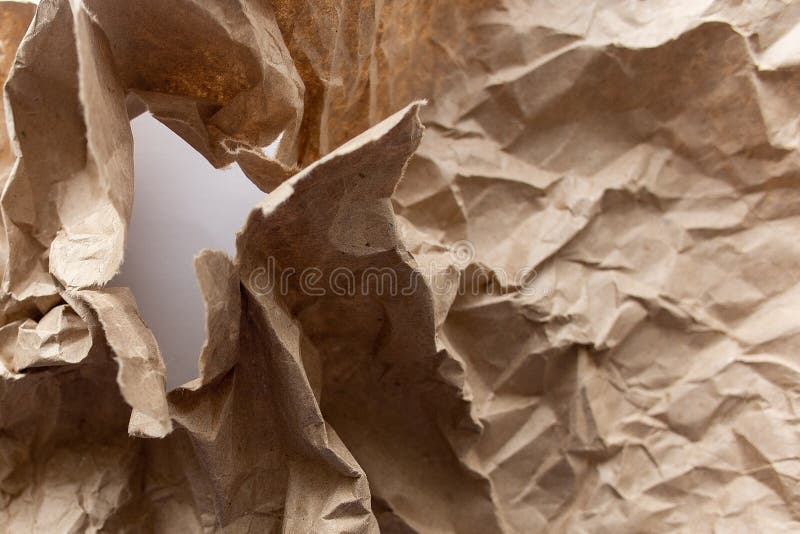 Texture of Kraft Paper Lay Flat. Crumpled Cream Paper Background Stock ...