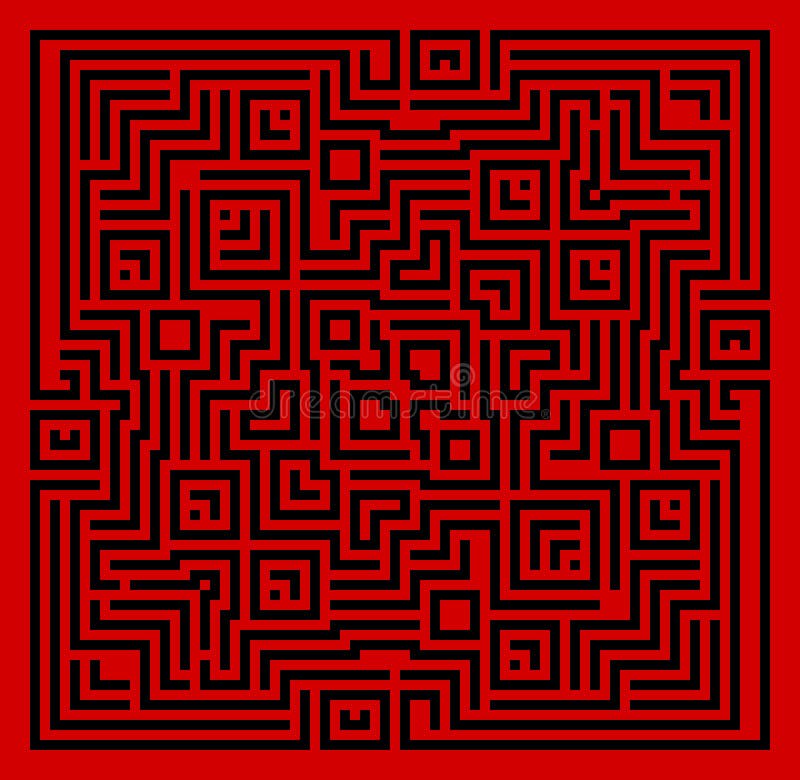 Texture of Labyrinth on a Red Background Stock Illustration ...