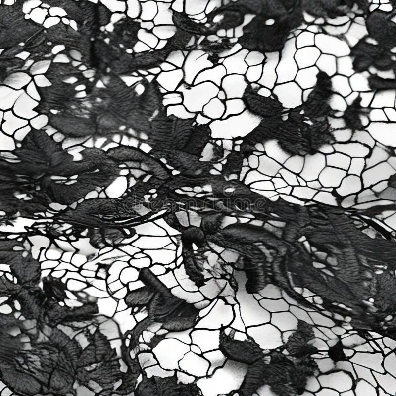 The Texture of the Lace Fabric, Black with White Flowers, the Material ...