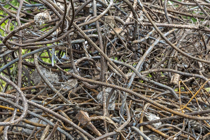 Texture - a Large Pile of Twisted Metal Wire and Rebar. Stock Photo ...