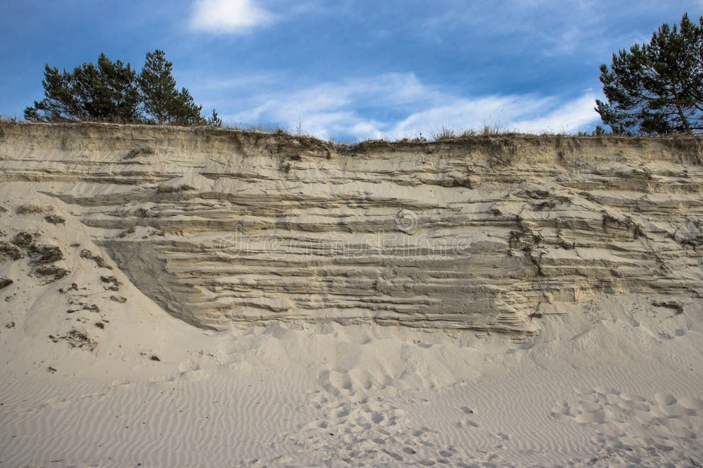 Texture from a Layer of Sand Creating a Dune, Sand Cliff Formation ...