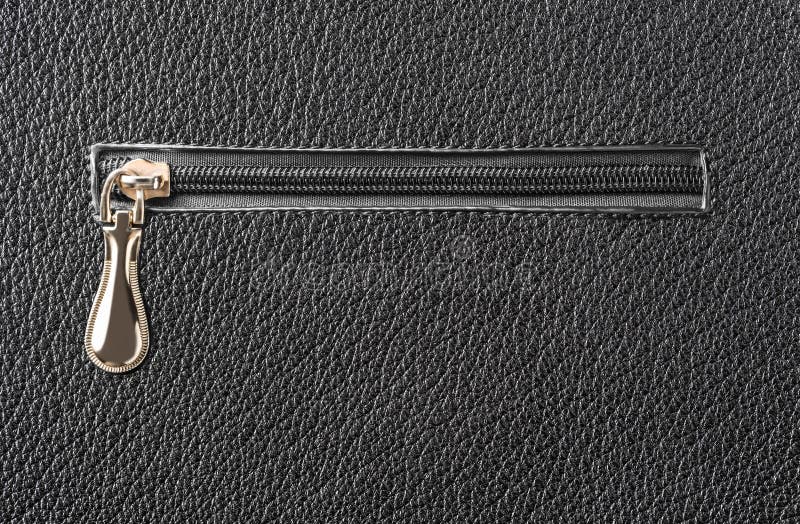 Leather Bag with Zipper. Side View, Isolated on White Stock Image ...