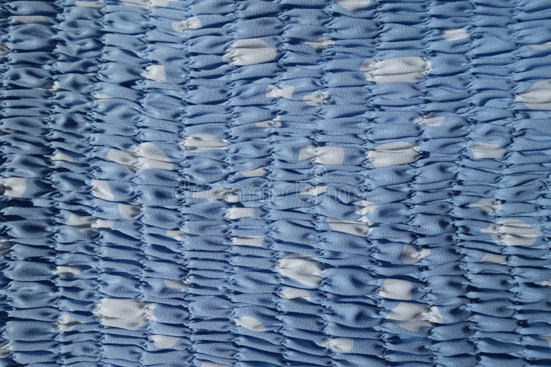Texture of Blue and White Rayon Fabric with Shirring Stock Photo ...