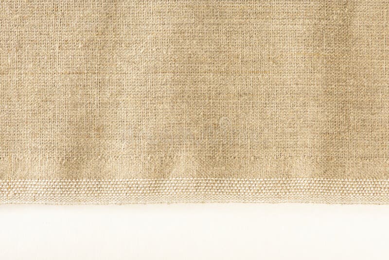 Texture of Linen Fabric. Natural Linen Fabric with a Finished Edge on a ...