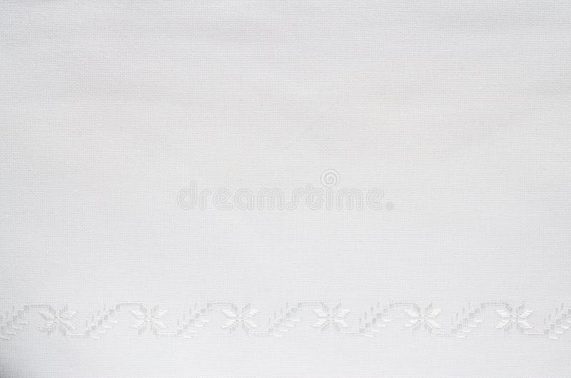 Texture of Linen Fabric with White Silk Embroidery Stock Photo - Image ...