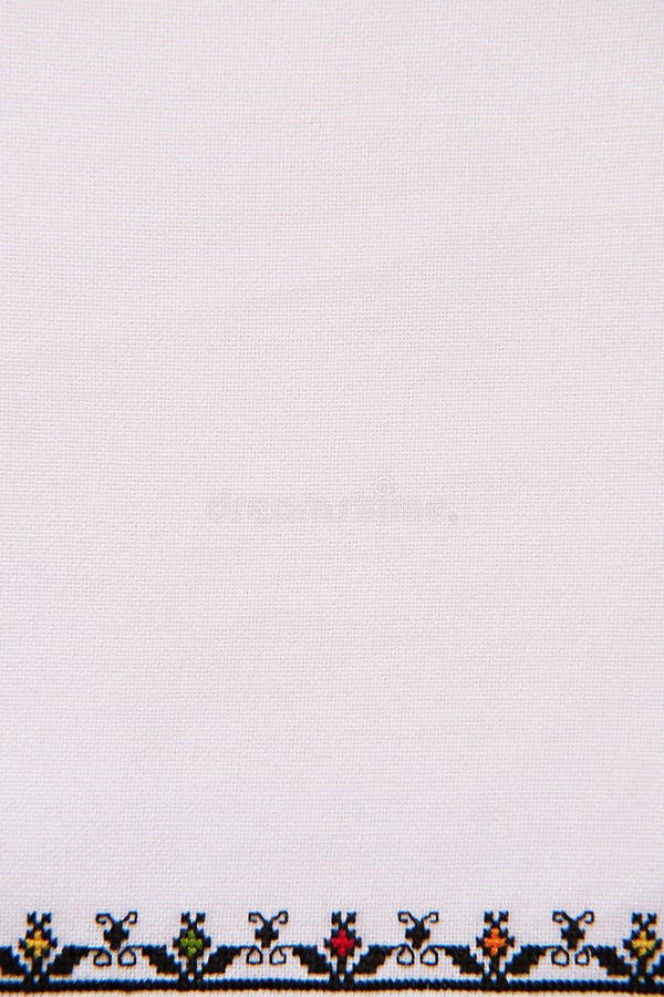 Texture of Linen Textile with Embroidery. Ethnic Pattern Design. Craft ...