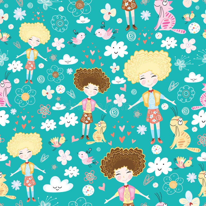Texture of the Girls and the Fun Things Stock Vector - Illustration of ...