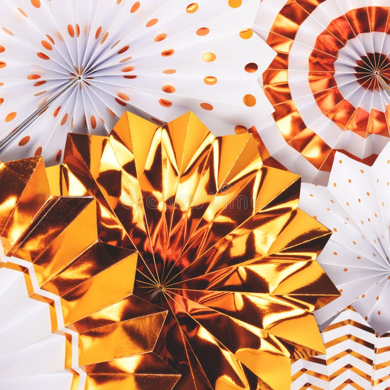 Texture Made of Gold Colored Paper Fans. Stock Photo - Image of ...