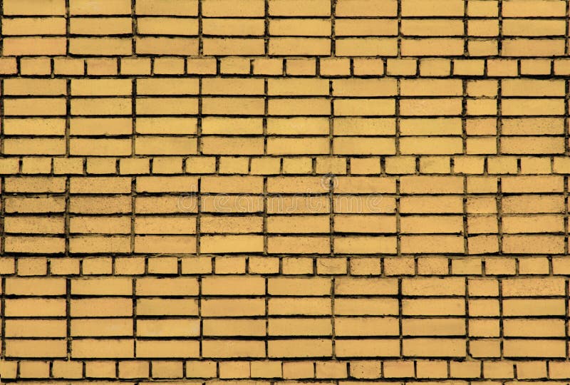 Brickwork of Yellow Bricks on Cement Mortar. Stock Photo - Image of ...