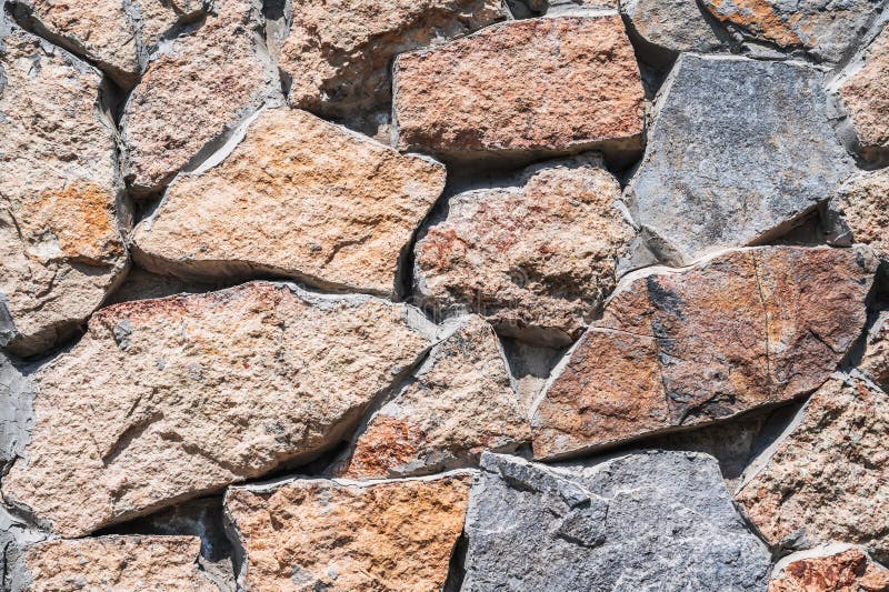 Texture of the Masonry of Modern Stone Wall Made of Stones in Closeup ...