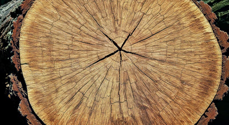 Massive Redwood Tree Stump Texture: Thick Bold Growth Rings with Deep ...