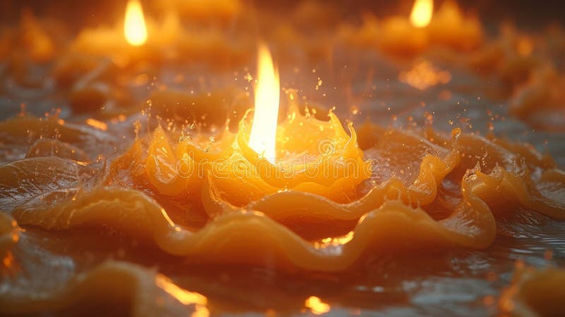 Texture of a Melting Wax on a Flickering Candle Creating a Pooling ...