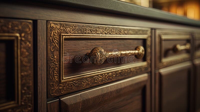 The Texture of the Metal Handle on the Cabinet Stock Illustration ...