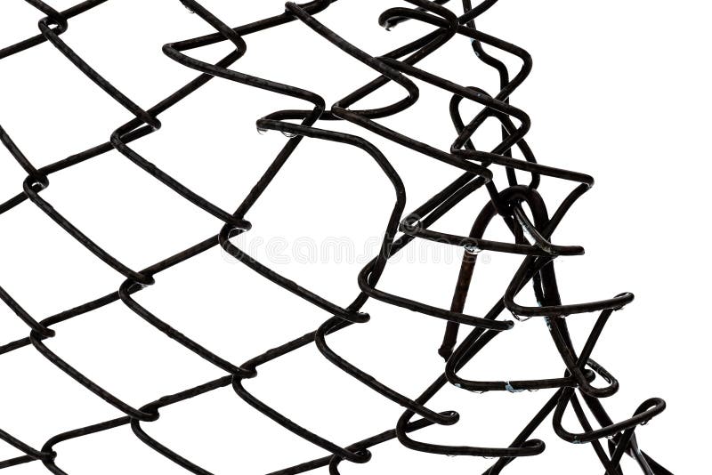 The Texture of the Metal Mesh. Torn, Destroyed, Broken Metal Mesh on a ...