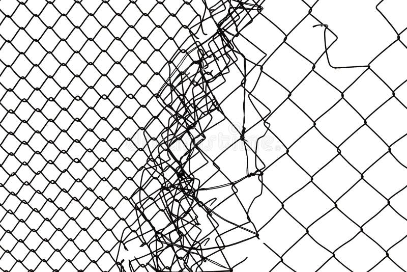 The Texture of the Metal Mesh. Torn, Destroyed, Broken Metal Mesh on a ...