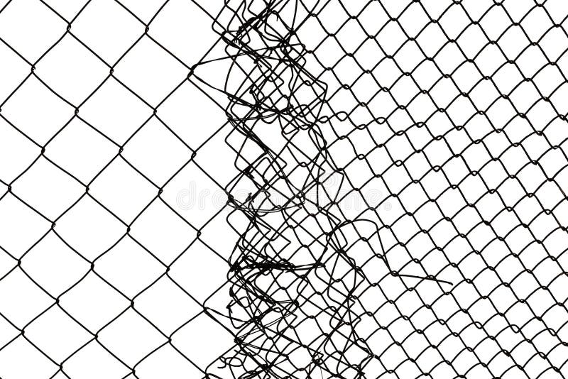 The Texture of the Metal Mesh. Torn, Destroyed, Broken Metal Mesh on a ...