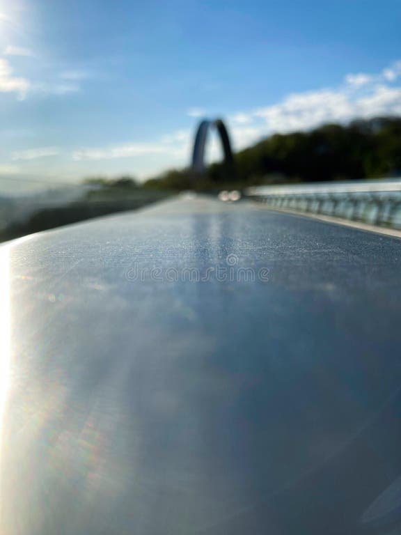 Close-up Steel Railing Structure Installed on Granite Tile Wall Stock ...