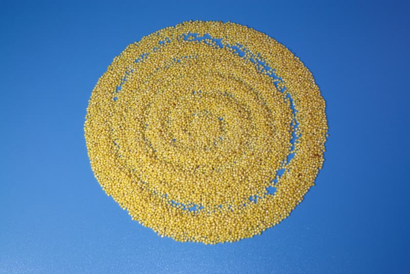 The Texture of Millet on a Blue Background Stock Photo - Image of white ...
