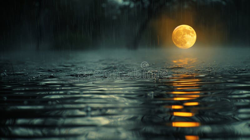 Texture of a Moons Reflection on a Dark Lake Adding an Ethereal Quality ...