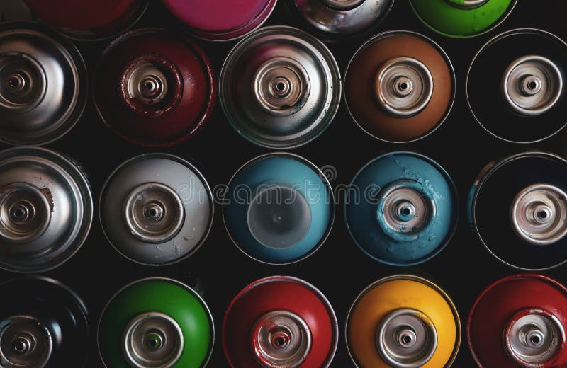 Texture of Multi-colored Spray Cans with Paint for Graffiti Stock Image ...