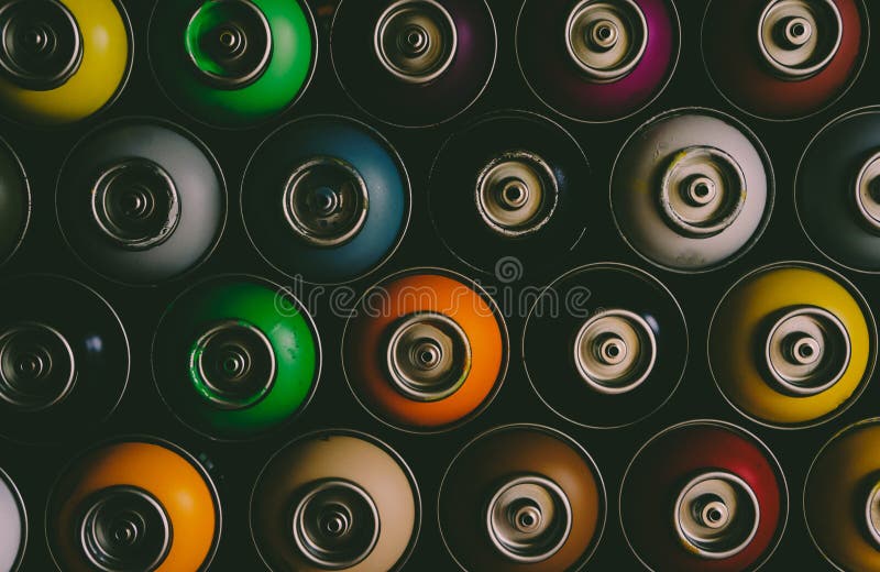 Texture of Multi-colored Spray Cans with Paint for Graffiti Stock Image ...