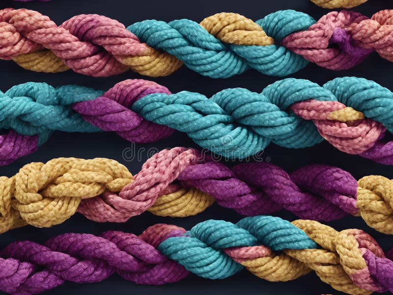 Texture of Multi-colored Threads and Rope Knots Close-up Stock ...