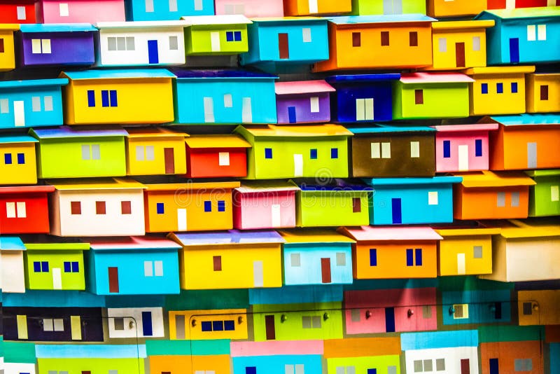 The Texture of the Multicolor Houses Bright Buildings. Stock Photo ...