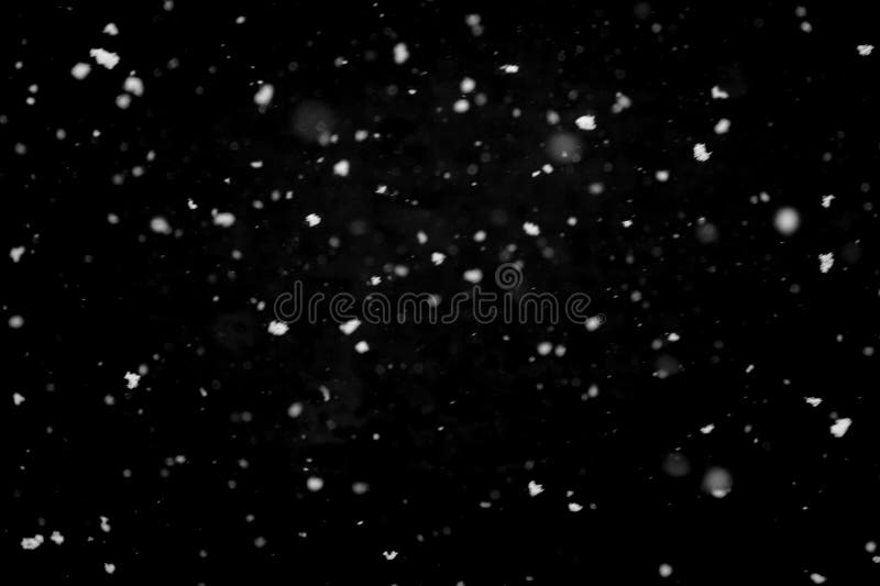 Texture of Natural Falling Snow on Black Background. Stock Photo ...