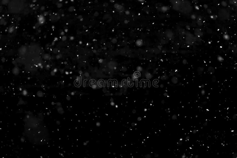 Texture of Natural Falling Snow on Black Background. Stock Photo ...
