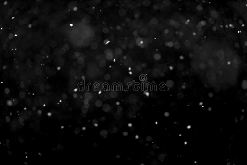 Texture of Natural Falling Snow on Black Background. Stock Photo ...