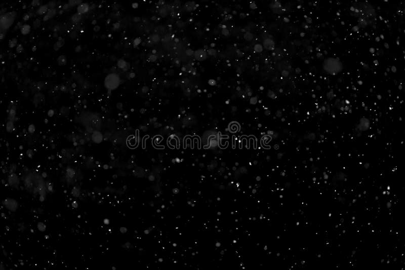 Texture of Natural Falling Snow on Black Background. Stock Image ...
