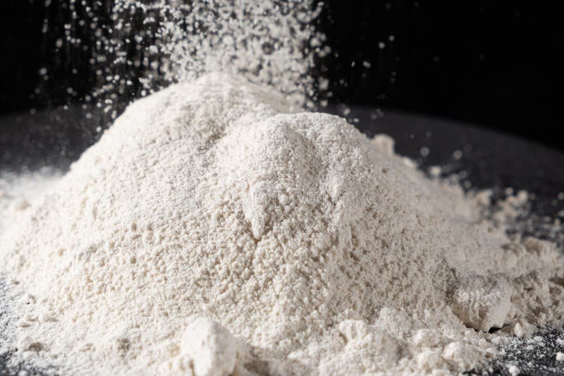 Texture of Natural Organic Whole Wheat Flour on Black Background. Stock ...