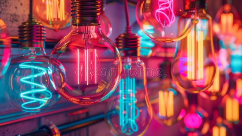 The Texture of Neon Lightbulbs Ed Together Creating a Mesmerizing and ...