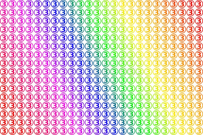 Texture with Number Three in Circle, Background, Wallpaper, Rainbow on ...