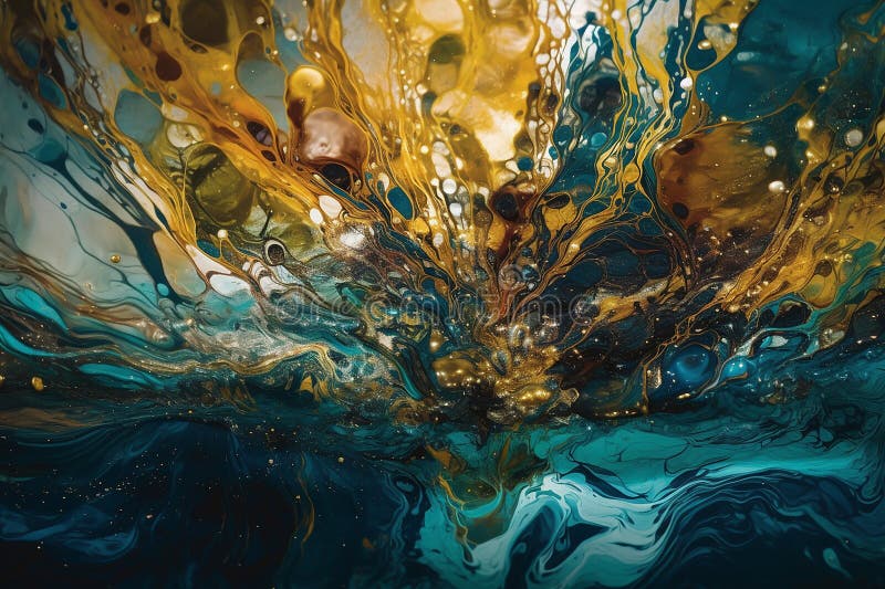 - TEXTURE - Ocean Wave Liquid, Art Gold and Marble Splash 7, Generative ...
